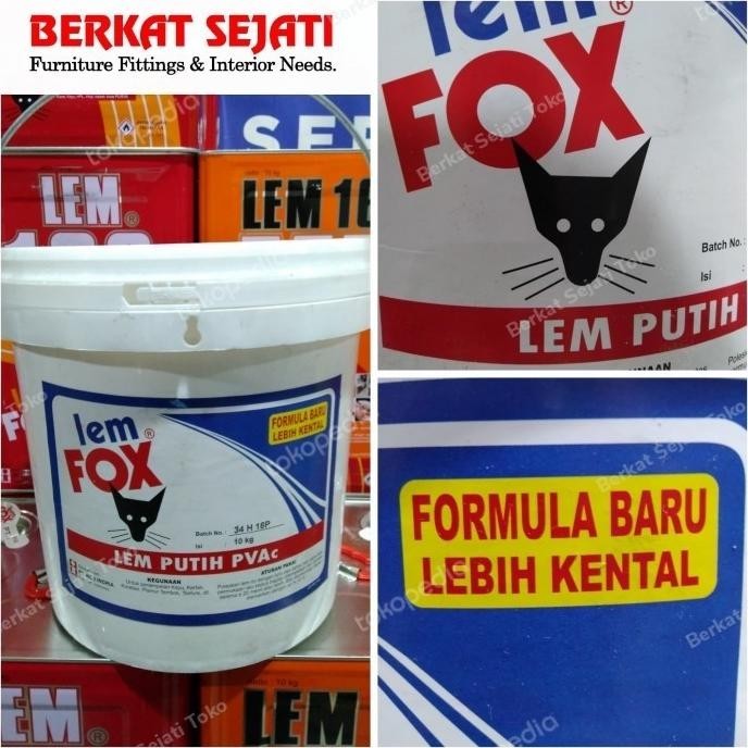 Jual Lem Putih Fox PVAC Ember Biru 10Kg 10 Kg Lem Plamur Kayu Formula ...