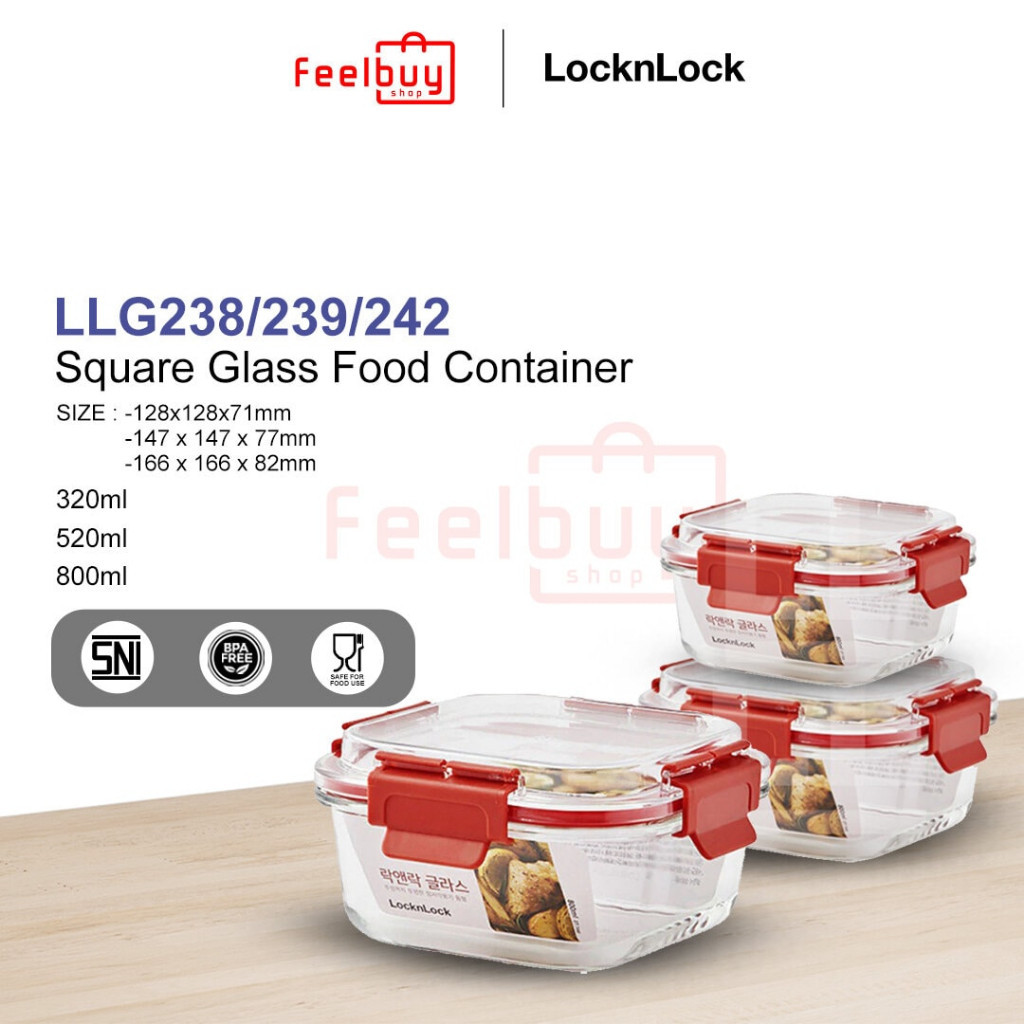 Jual LocknLock Tritan Cap Square Oven Glass Container Air and Water ...