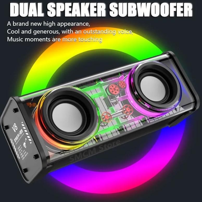 Jual ad-77 Mecha Speaker Bluetooth Subwoofer Baja Kecil Transparan Audio Portabel Nirkabel Rgb 7 ...