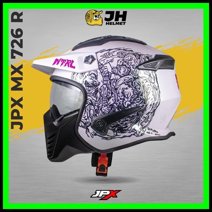 Jual Helm Jpx Full Face Mx-726R Netral Seri Pearl White Glossy ( Retro ...