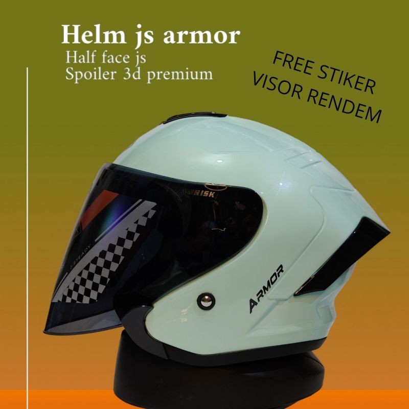 Jual helm js armor polos solid easy green hijau muda spoiler 3d premium ...