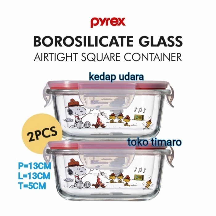 Jual PYREX FOOD CONTAINER/KOTAK MAKAN SNOOPY | Shopee Indonesia