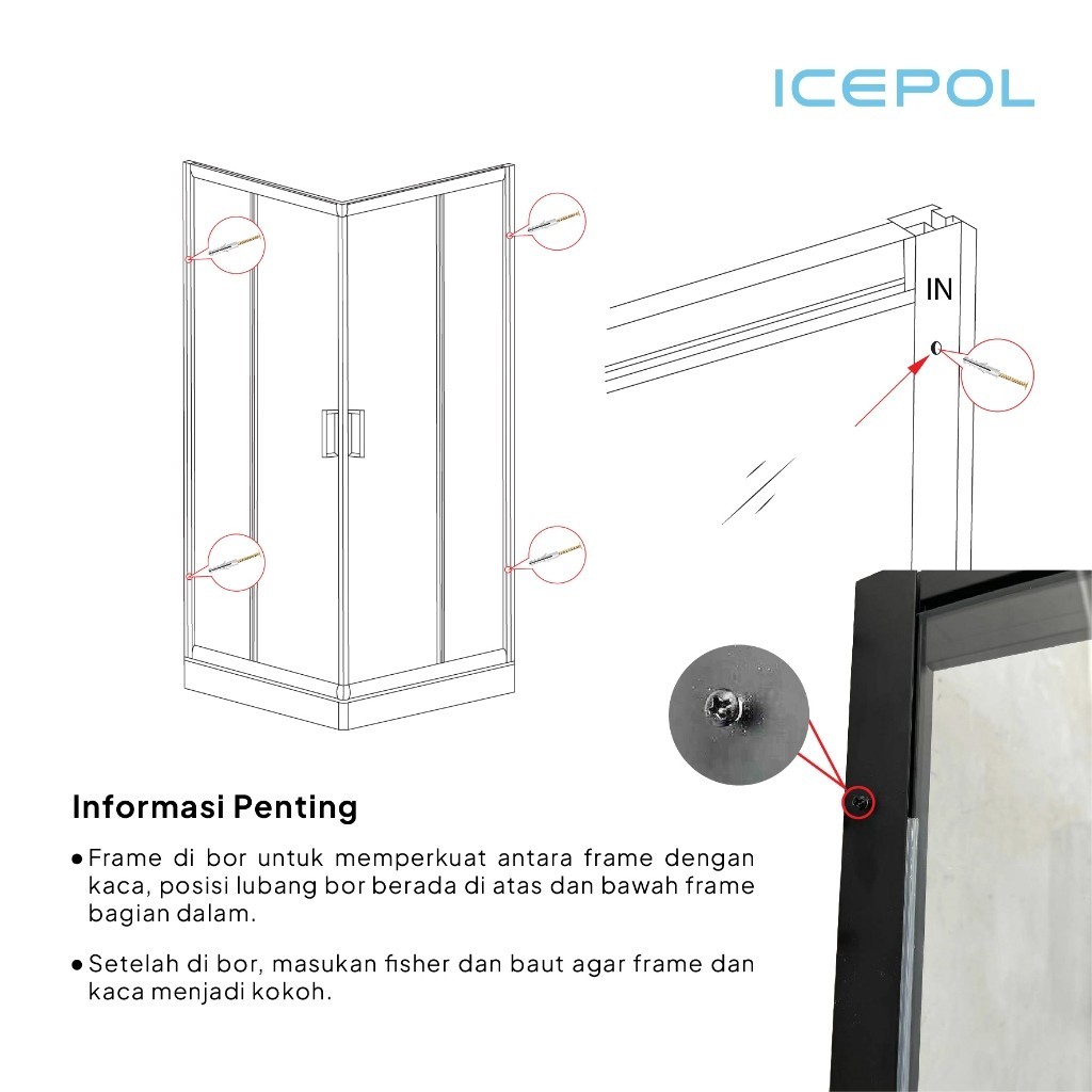 Jual Icepol Shower Box Shower Screen Kamar Mandi IC 61224 | Shopee ...