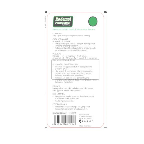 Jual Rodemol Paracetamol 500 mg 1 blister isi 10 kaplet / obat demam ...