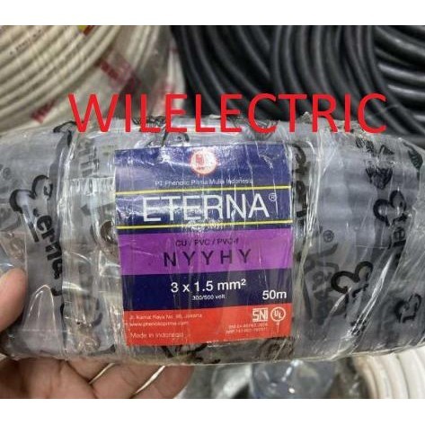 Jual NEW Kabel listrik serabut NYYHY 3 x 1.5 / 3x1.5 mm ETERNA hitam 50m rol | Shopee Indonesia