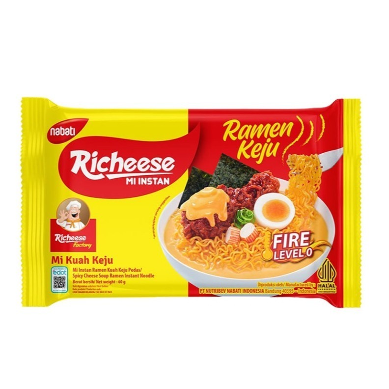 Jual Richeese Mi Instan Ramen Keju Fire Level 0 65 g | Shopee Indonesia