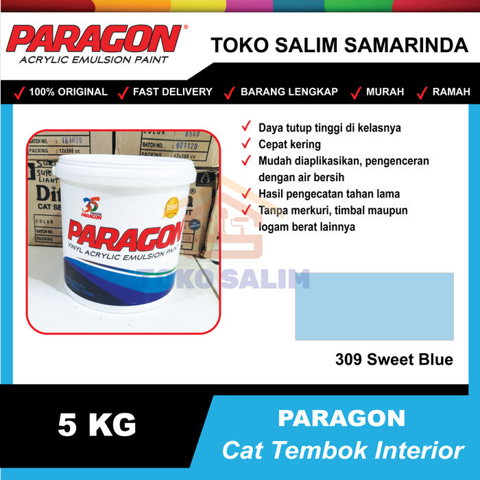 Jual ~^~^~^] Cat Tembok Interior Paragon 5Kg - 309 Sweet Blue | Shopee ...