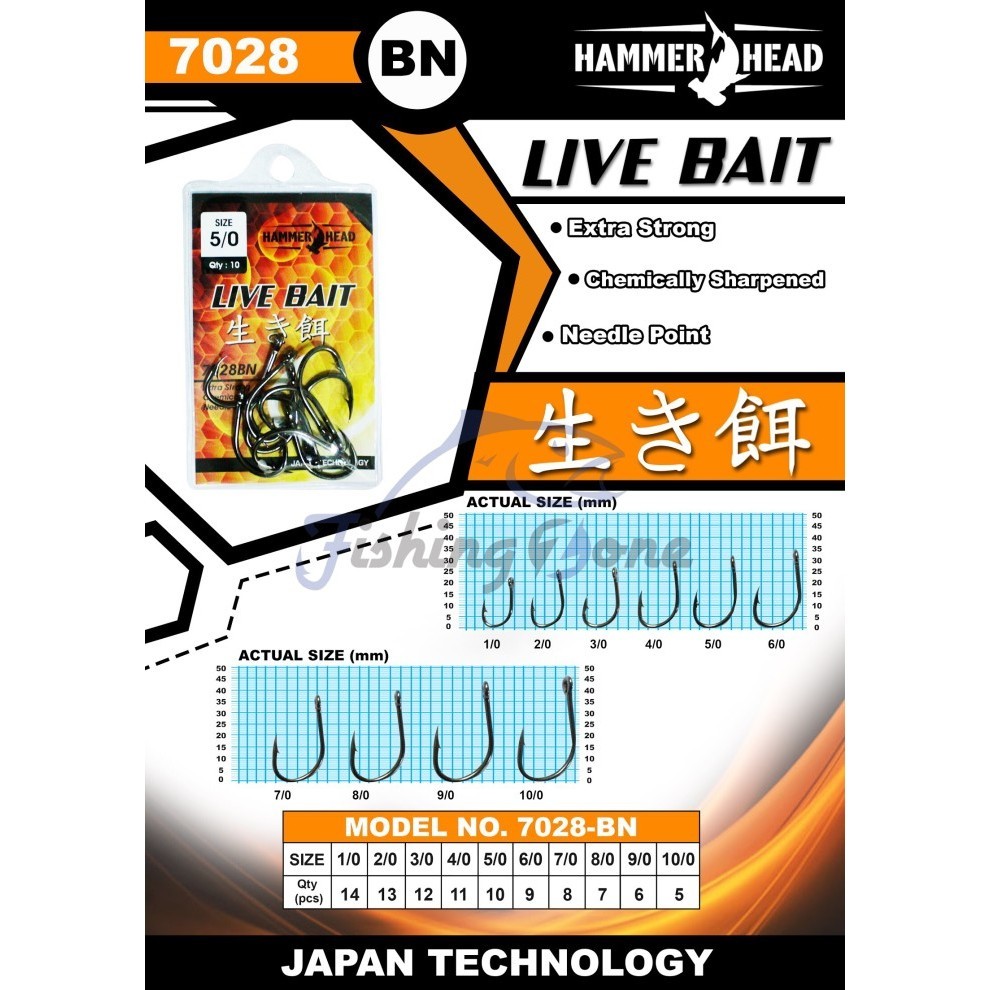 Jual Hammer Head LIVE BAIT Hooks 7028BN Ring - Mata Pancing Kail Laut Tajam | Shopee Indonesia