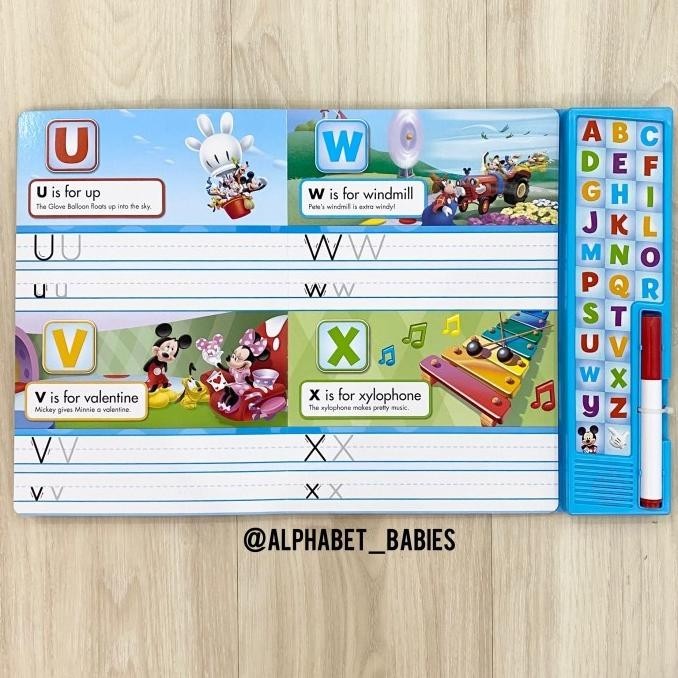 Jual [Baru] My Write And Erase Book Mickey Mouse Clubhouse Lets Write The Alphabet | Shopee ...