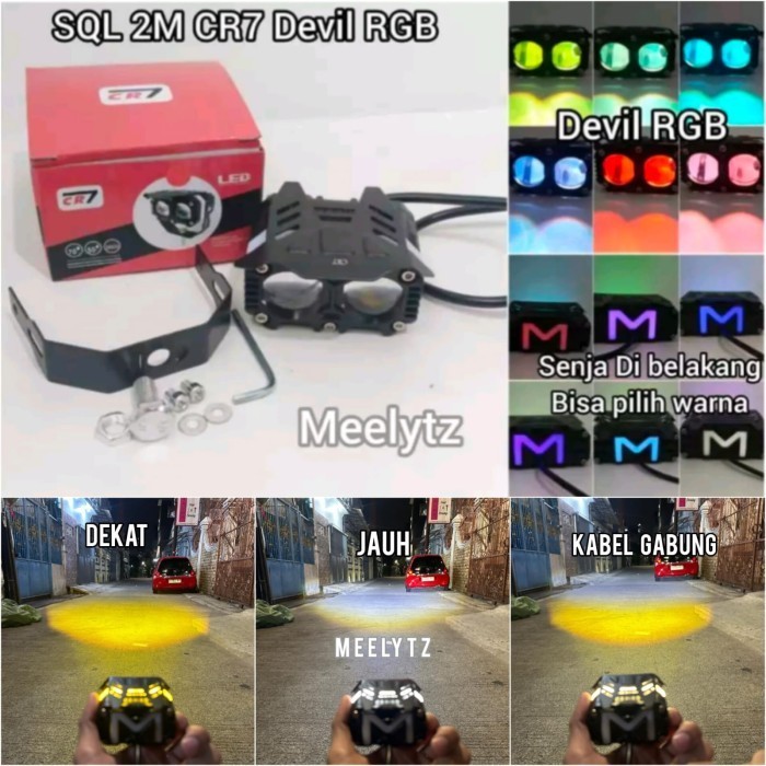 Jual Ready Lampu Tembak SQL 2 Mata CR7 Plus devil RGB dan senja full ...