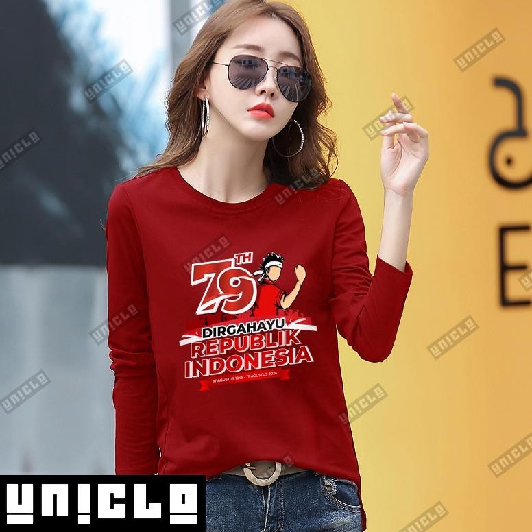 Jual Kaos 17 Agustus Hut 79Th 2024 Pria/Wanita Cotton Combed 24S Lengan Panjang / Printed 17 ...