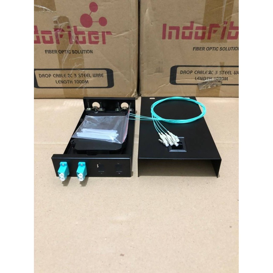Jual Ready Roset besi 4 core LC Multimode OM3 / mini OTB 4 port LC OM3 lengkap | Shopee Indonesia