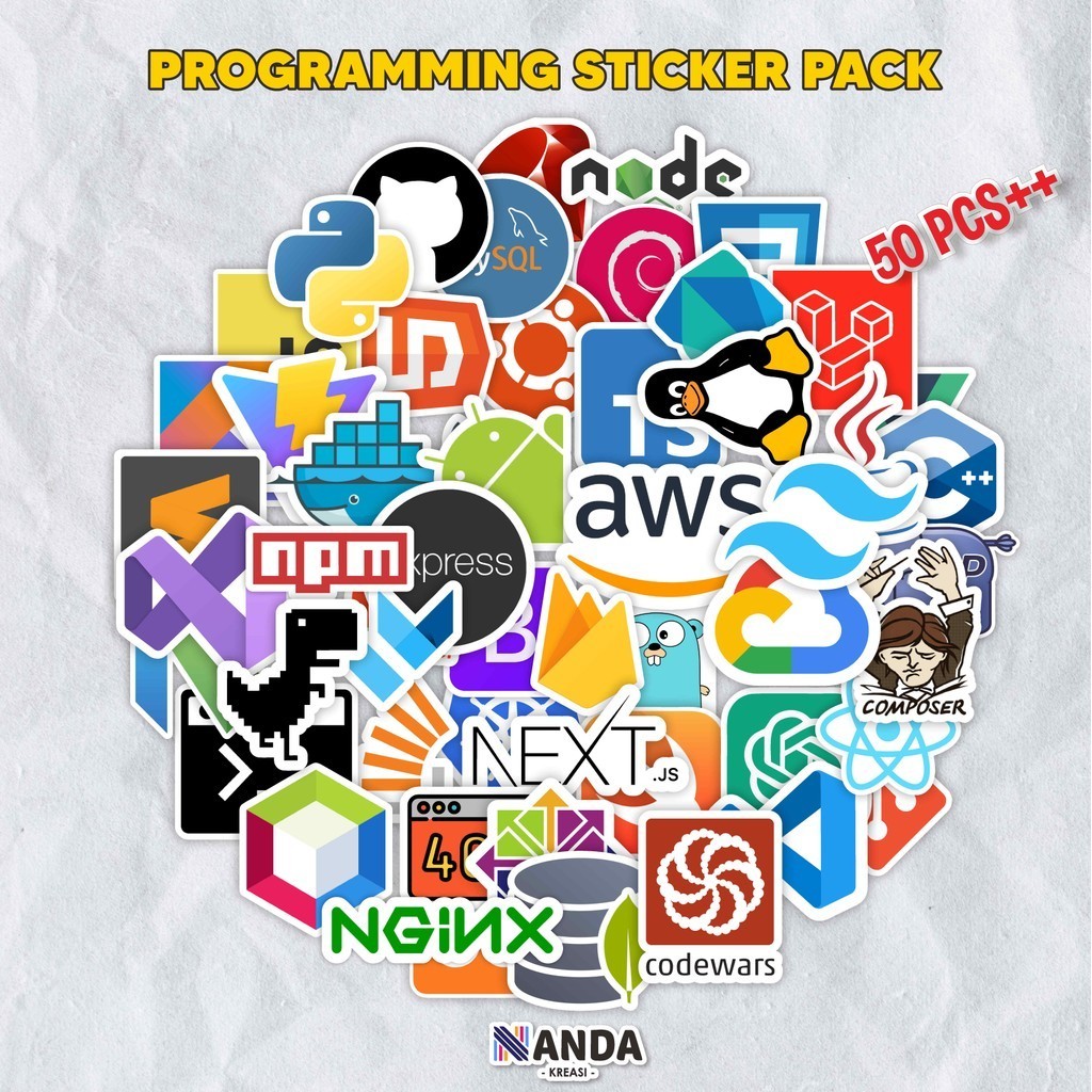 Jual [52 Pcs] Sticker Laptop Tema Pemograman / Logo Coding Anti Air ...