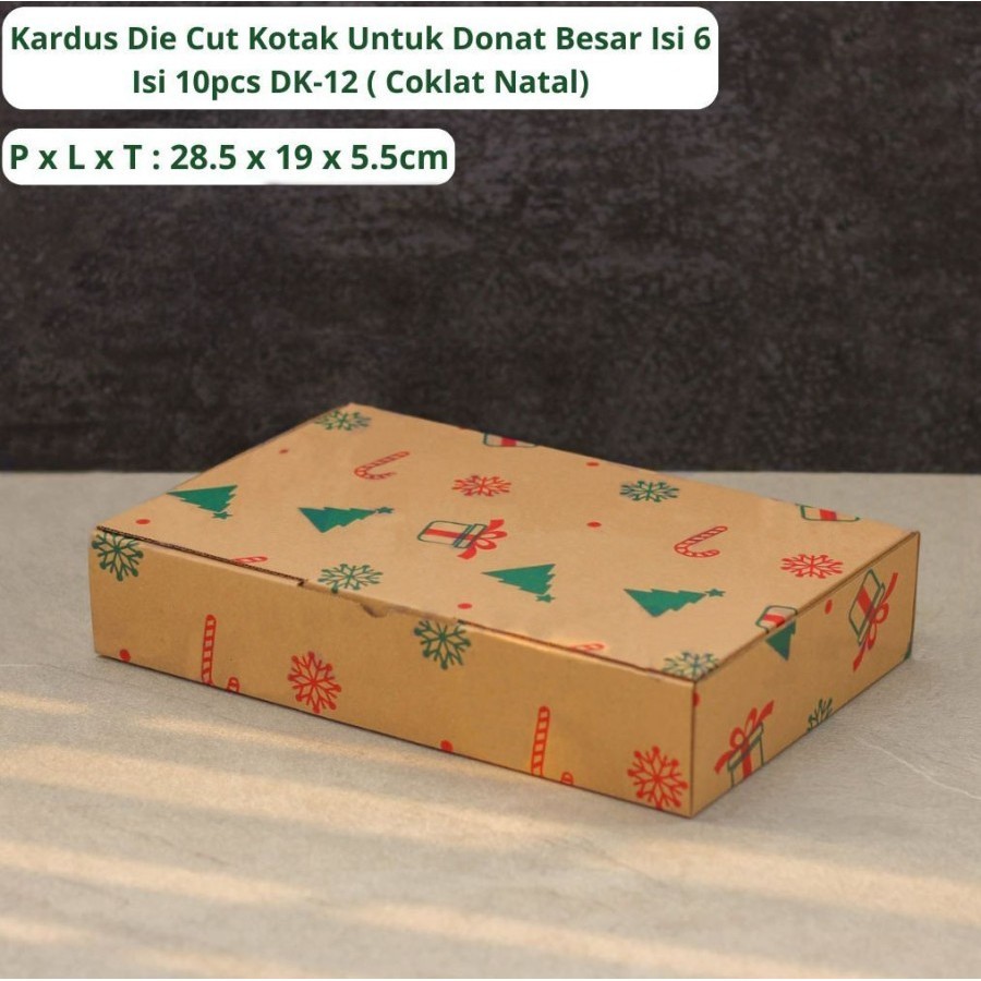Jual Kardus Die Cut Kotak Donut Box Coklat Natal size 29.5 x 24 x 6 cm ...