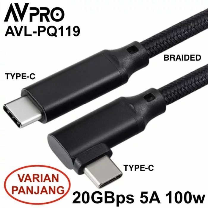 Jual Avpro Avl-Pq119 Type-C To Type-C Cable Usb 3.1 Gen2 20Gbps 5A 100W ...