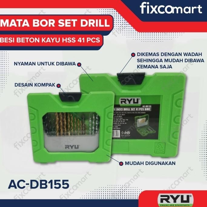 Jual RYU MATA BOR SET DRILL BESI BETON KAYU HSS 41 PCS - PAKET MATA ...