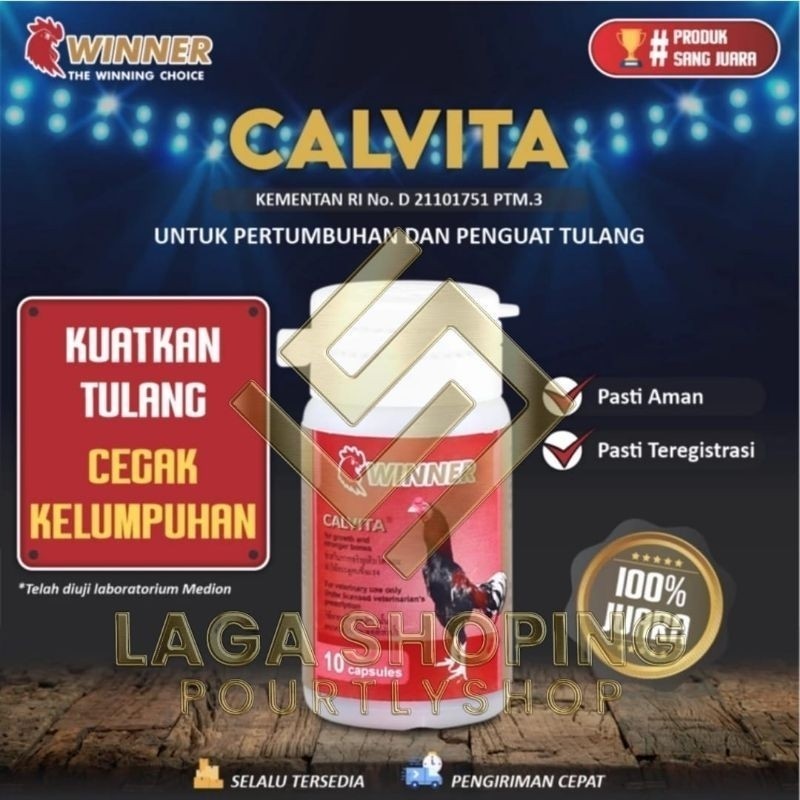 Jual 1 BOTOL CALVITA LAGA 10 BUTIR winner calcium obat ayam burung ...