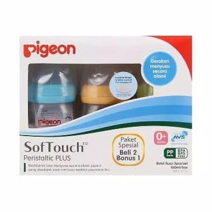 Jual PIGEON BELI 2 GRATIS 1 Wide Neck Softouch Peristaltic Plus 160ml 240ml | Shopee Indonesia