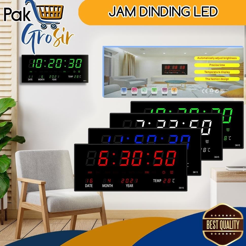 Jual uk-75 Jam Dinding LED Digital Calendar Meja Clock Large Display ...