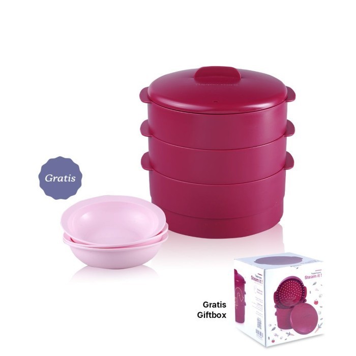 Jual Steamer Kukusan Tupperware / Alat Kukus Steam It 3 Susun With Box ...