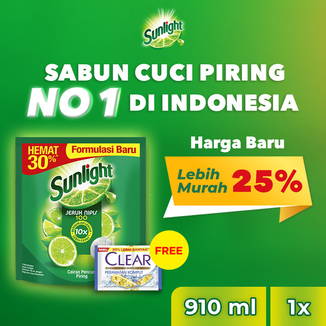 Jual Buy 1 Sunlight 910ml FREE Clear Shampoo Anti Ketombe 11ml | Shopee ...