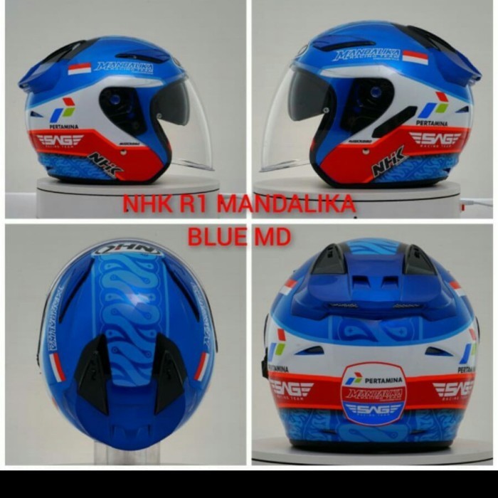 Jual Helm Nhk R1 Gp Edition Mandalika Half Face Double Visor | Shopee ...