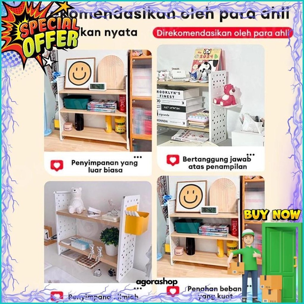 Jual (Mvn) Rak Meja Serbaguna Table Rack Desk Organizer Rak Buku Kayu ...