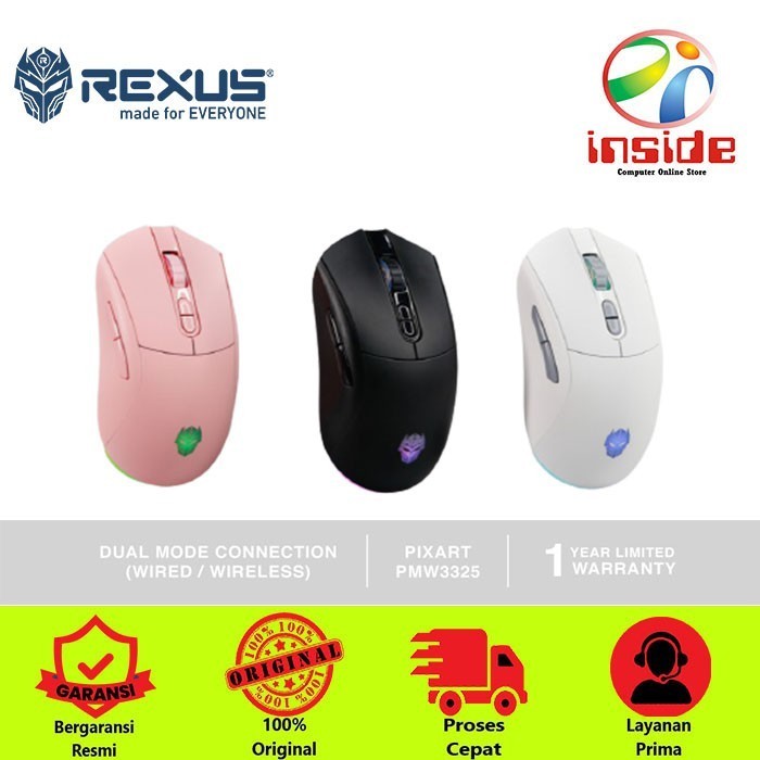 Jual New!! Rexus Mouse Wirelless Arka RX-107 10.000Dpi Dual tion ...