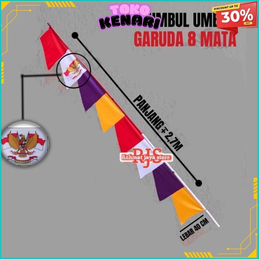 Jual BENDERA UMBUL UMBUL GARUDA 8MATA 1KODI/20PCS BISA COD | Shopee Indonesia