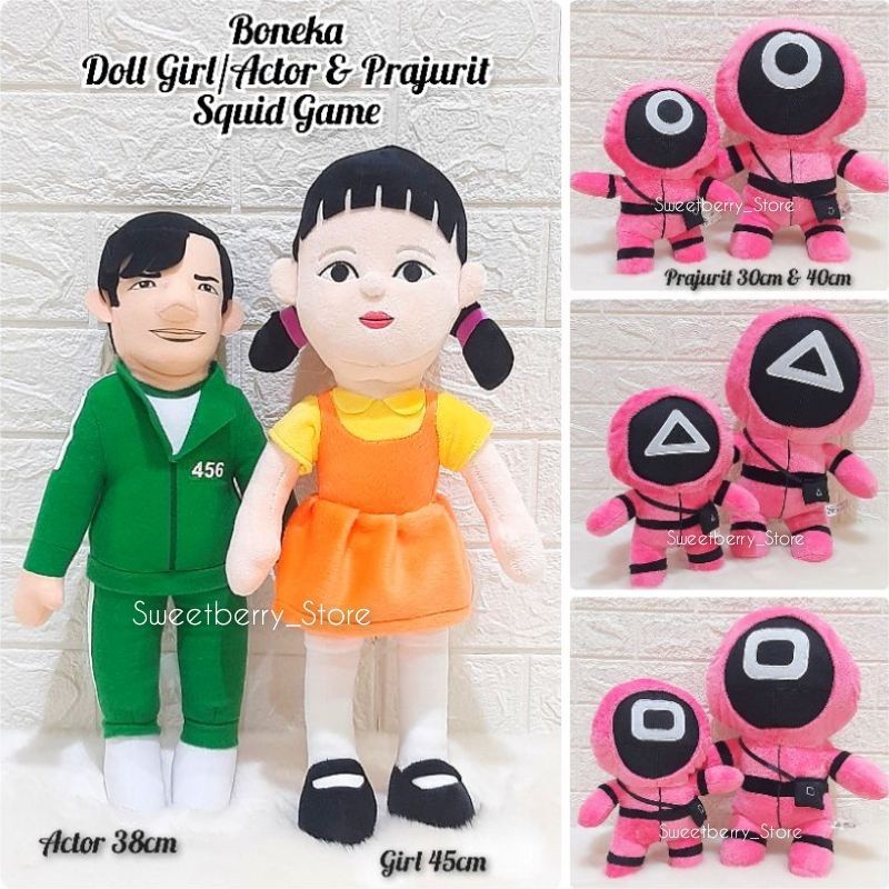 Jual Boneka Squid Game Doll Girl 45cm Actor 38cm Dan Prajurit Squid ...