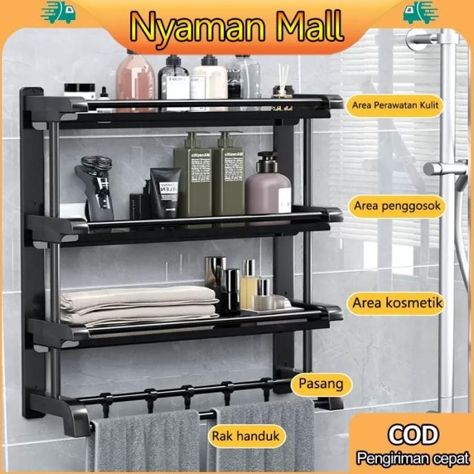 Jual Rak Kamar Mandi Dinding Hitam Rak Handuk Kamar Mandi Stainless ...