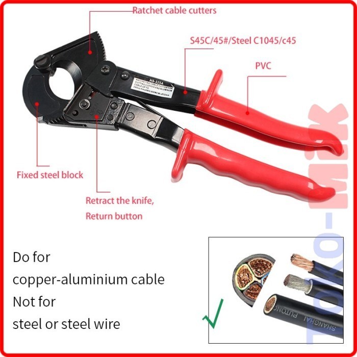 Jual Hs-325A Tang Potong Kabel Listrik Ratchet Cable Cutter Plier ...