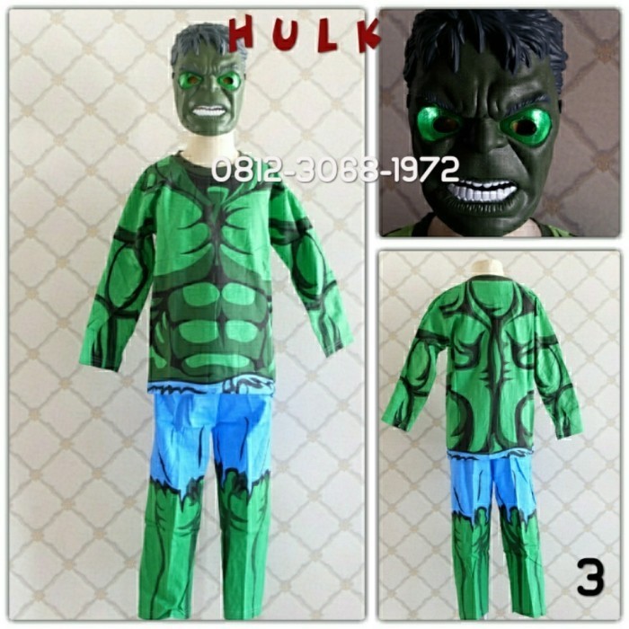 Jual Kostum Halloween Anak Topeng Nyala Superhero Avengers Hulk Led ...