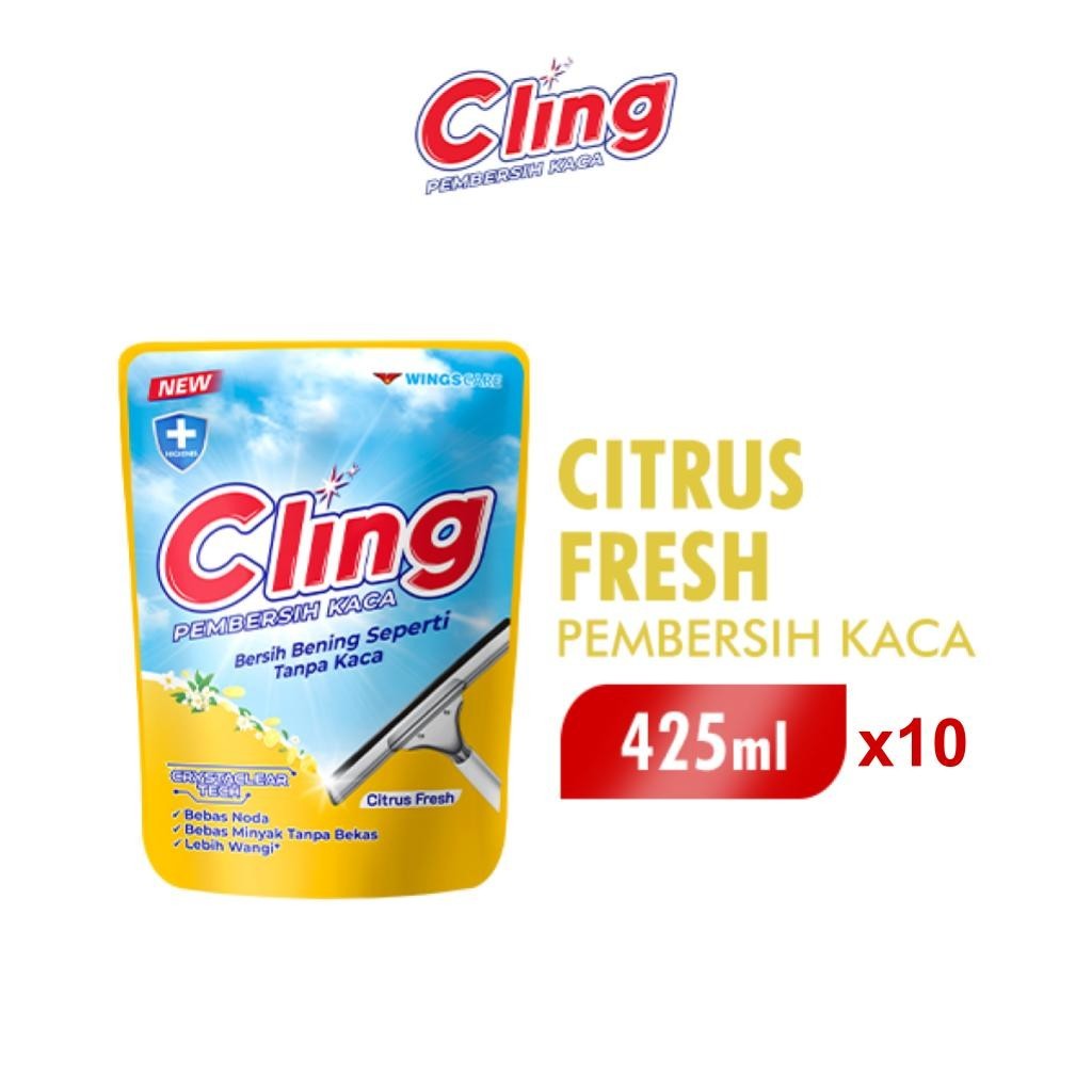 Jual Cling Pembersih Kaca Lemon Fresh 425 mL x 10 | Shopee Indonesia