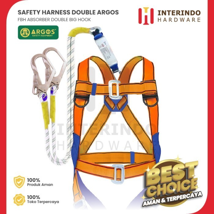 Jual SAFETY HARNESS / FULL BODY HARNESS ABSORBER DOUBLE LANYARD HOOK ARGOS | Shopee Indonesia