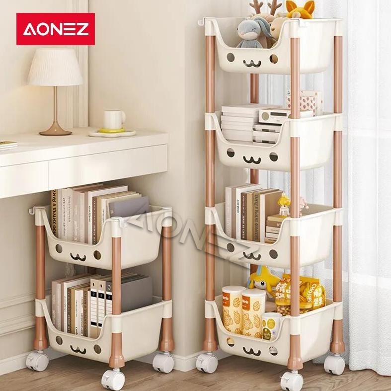 Jual Rak Buku Kartun Lucu - Rak Buku Anak dengan Roda, Rak Penyimpanan ...