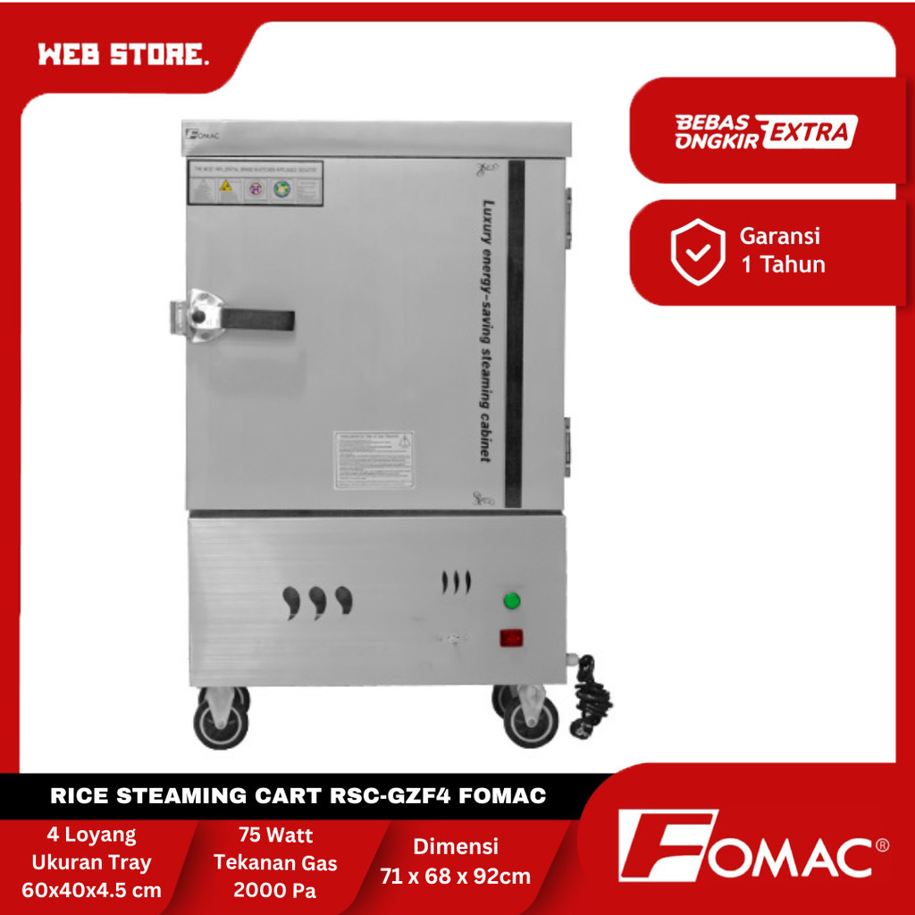 Jual Rice Steamer Gas Cooker RSC-GZF4 Mesin Penanak Nasi 4 Loyang FOMAC | Shopee Indonesia