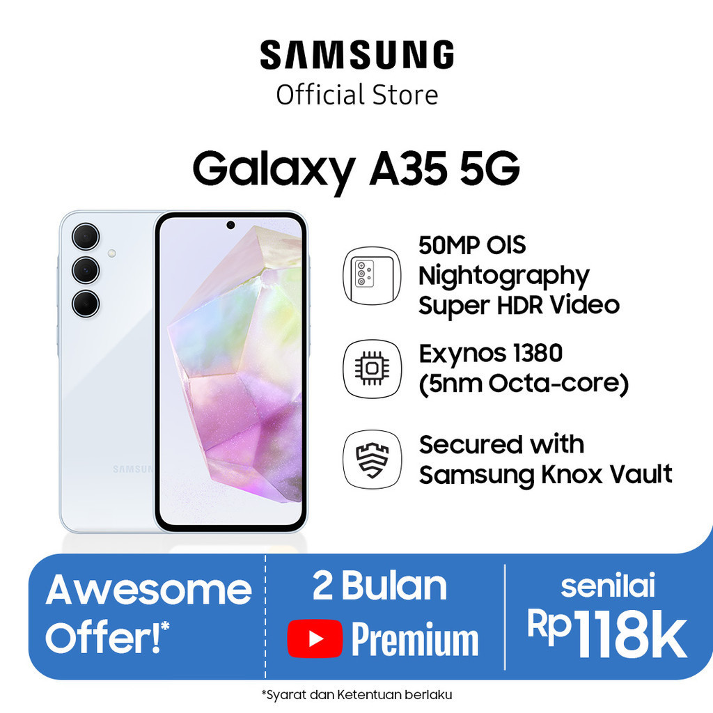Jual Samsung Galaxy A35 5G 8/256GB - Awesome Ice Blue | Shopee Indonesia