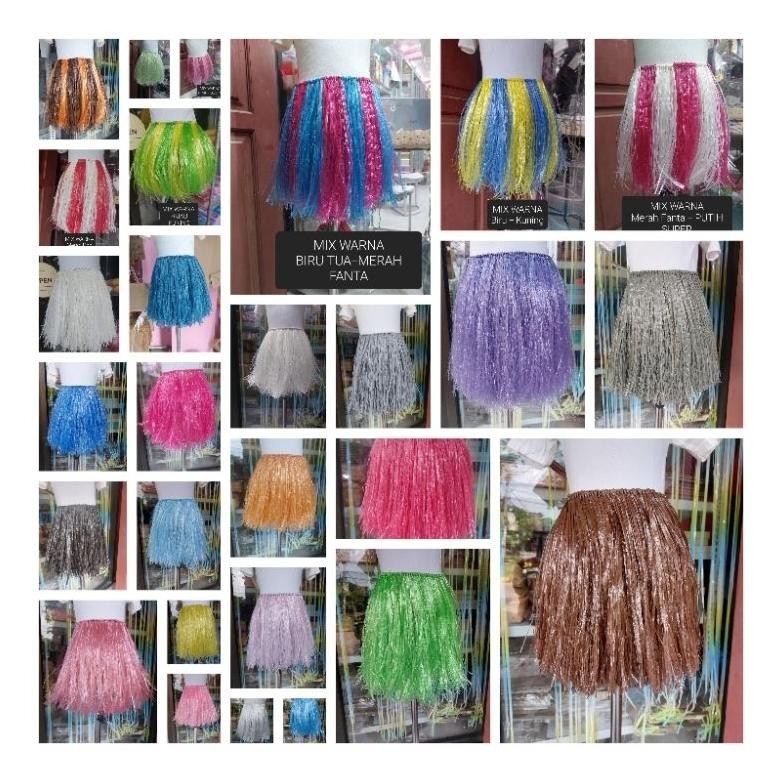 Jual Original Rok Rumbai Tali Rafia / Rok Hula Tali Rafia Hand Made 30 ...