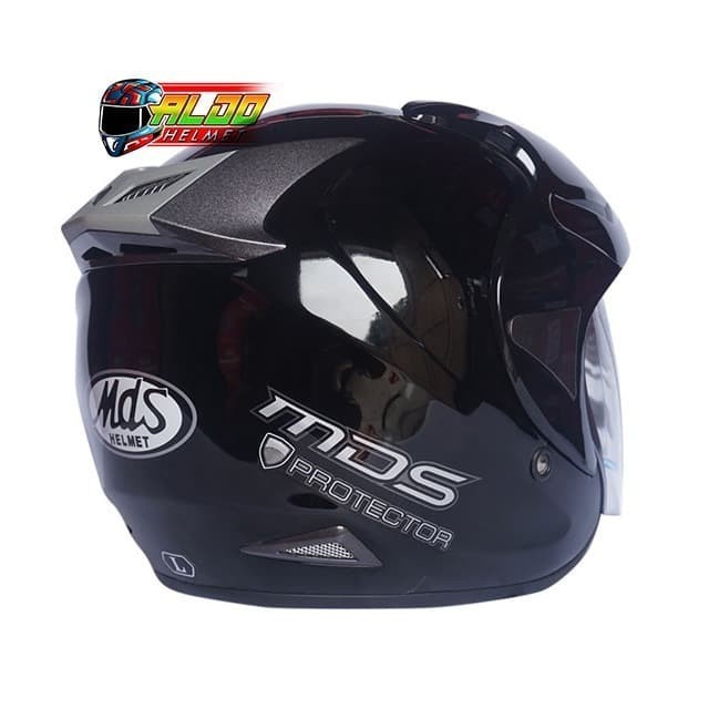 Jual Helm Mds Protector Solid Black Metalic Half Face / Jual Kyt / Nhk ...