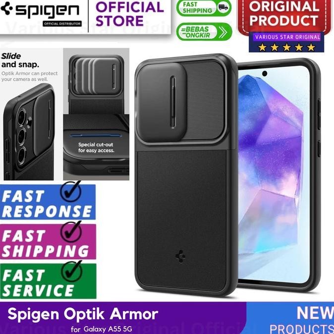 Jual Original Case Samsung Galaxy A55 5G 2024 Spigen Optik Armor Camera Cover Slide Protector ...