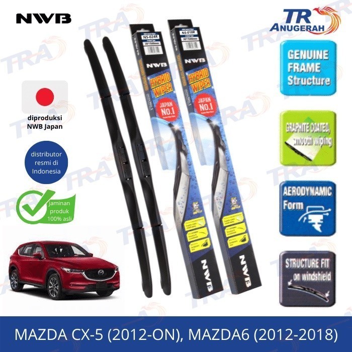 Jual Wiper Depan HYBRID Frameless NWB JAPAN CX5, MAZDA 6 24 18 inch ...