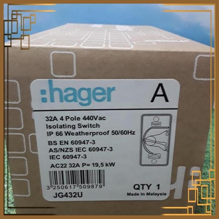 Jual [JLT] Isolating Switch Saklar Waterproof 3 Phase 4P 32A HAGER ...