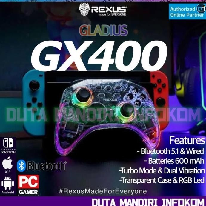 Jual REXUS GLADIUS GX400 - GAMEPAD WIRELESS BLUETOOTH GAMING JOYSTICK I ...
