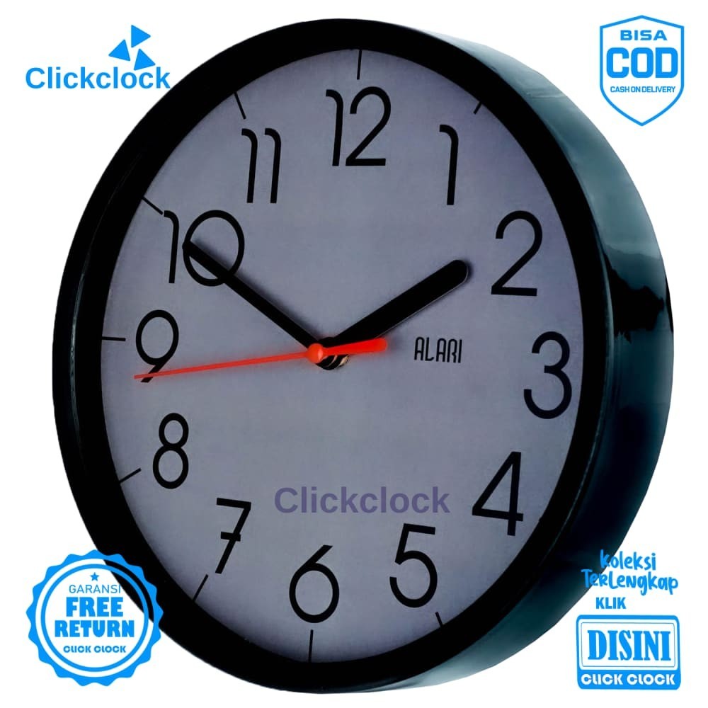 Jual Jam Dinding Analog Minimalis Hitam Abu AL1236-1668 Besar Dekorasi ...