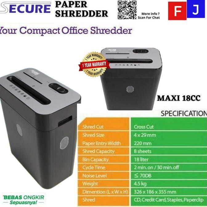 Jual Mesin Penghancur Kertas Secure Maxi 18CC / Paper Shredder Cross ...