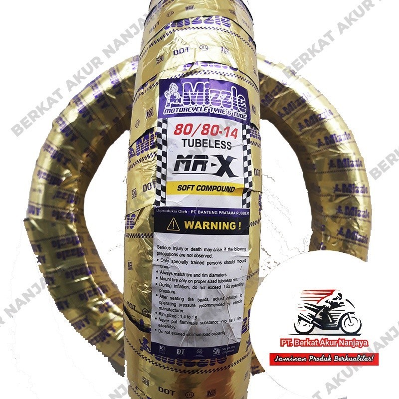 Jual Mizzle MR-X 80/80-14 Ban Matic Soft Compound Tubeless BONUS Pentil ...
