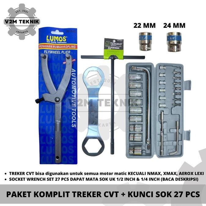 Jual PAKET KOMPLIT SET Treker CVT + Kunci 39 x 41 + Socket Wrench 27 Pcs | Shopee Indonesia