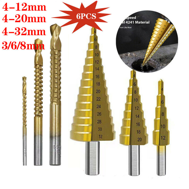 Jual Original 6Pcs Mata Bor Pagoda Spiral Step Drill Set High-Speed ...