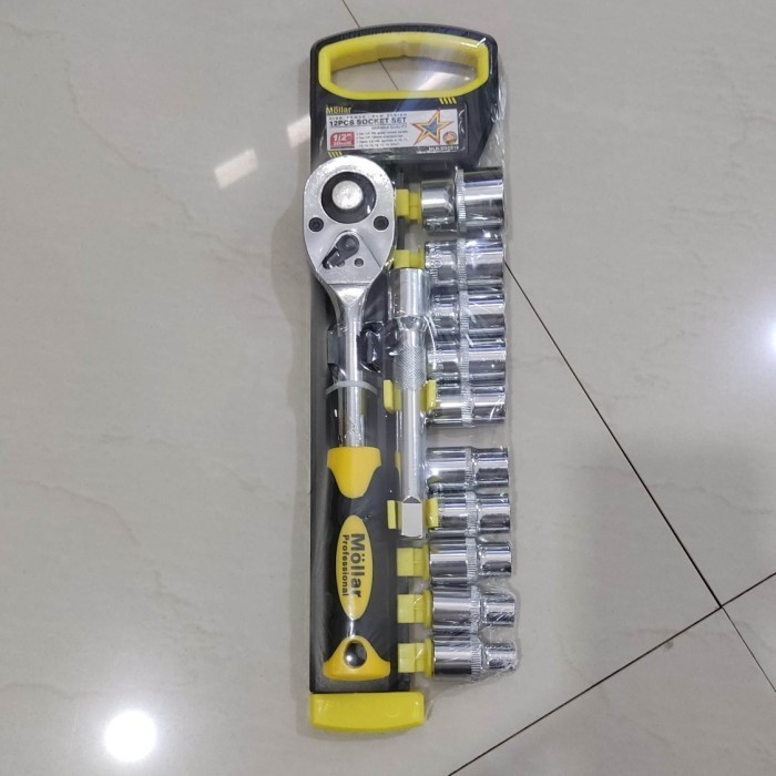 Jual Original Mollar Ratchet Set 12Pcs Socket 1/2Inch 8-24Mm ...